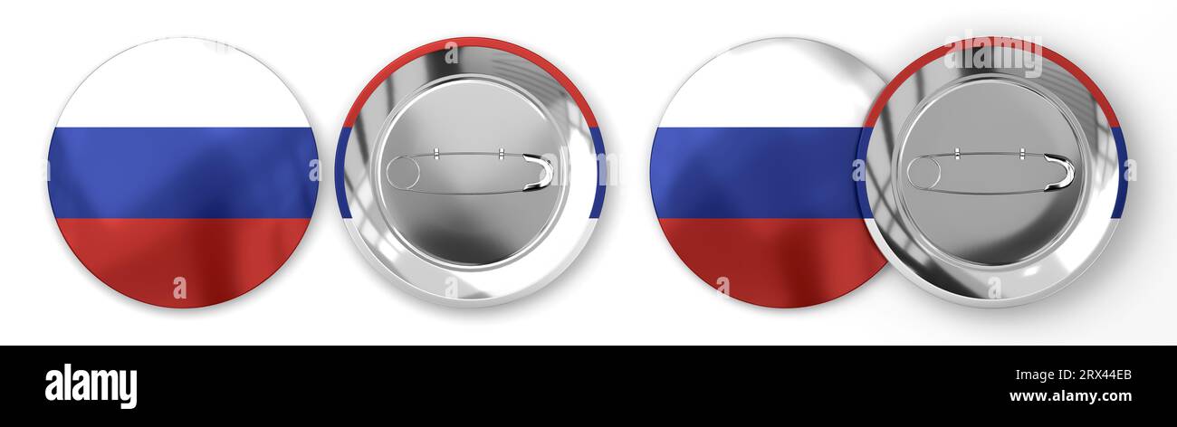 Russia - round badges with country flag on white background - 3D ...