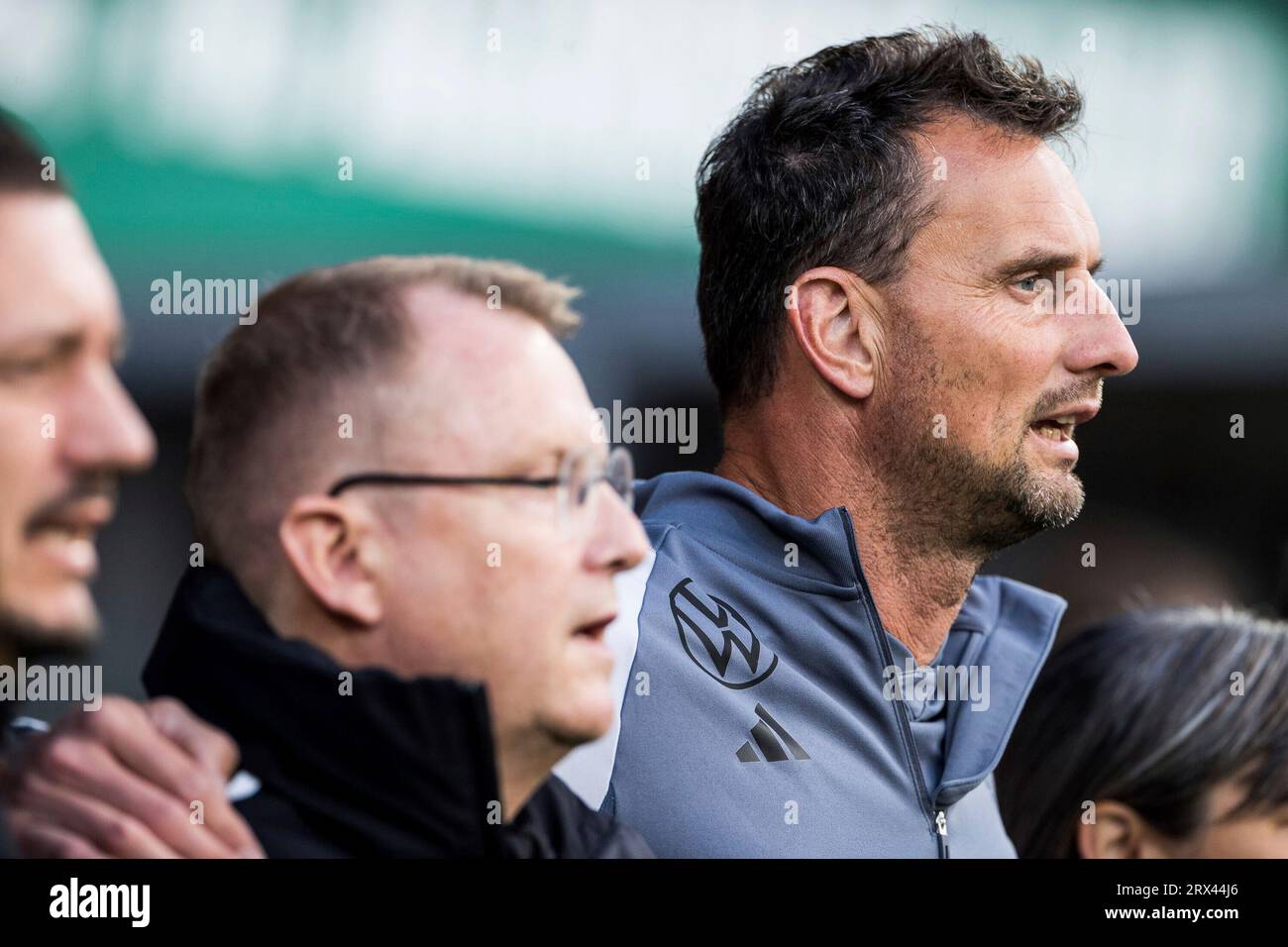Michael Fuchs (Torwarttrainer Deutschland) waehrend der Hymne UEFA ...