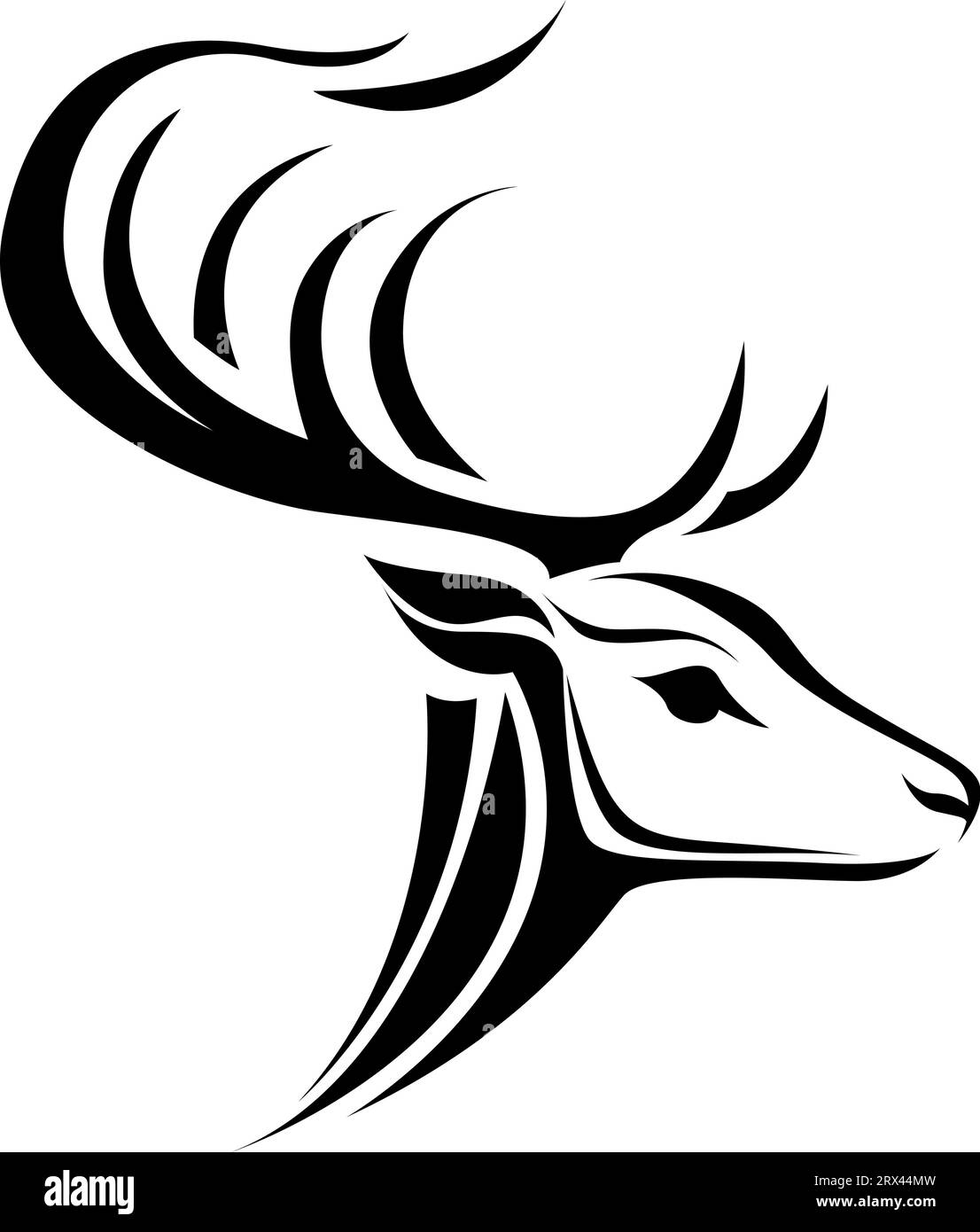 Doodle black deer ornament Cut Out Stock Images & Pictures - Alamy