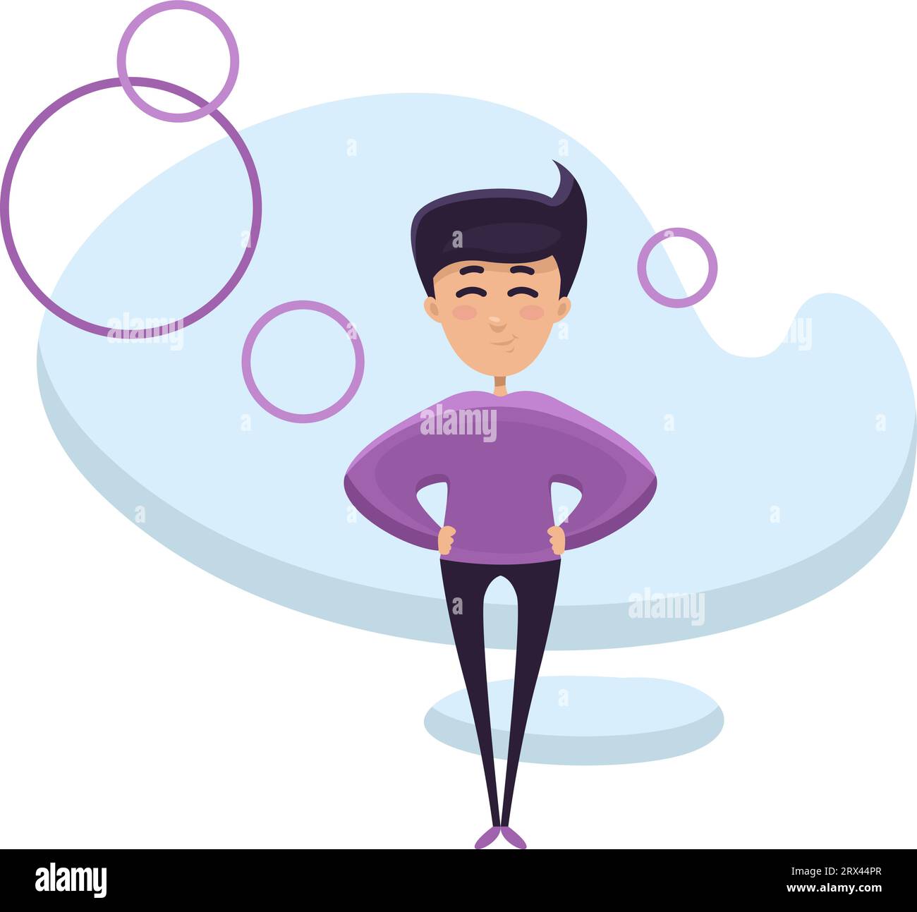 Boy in purple shirt, illustration, vector on a white background Stock ...