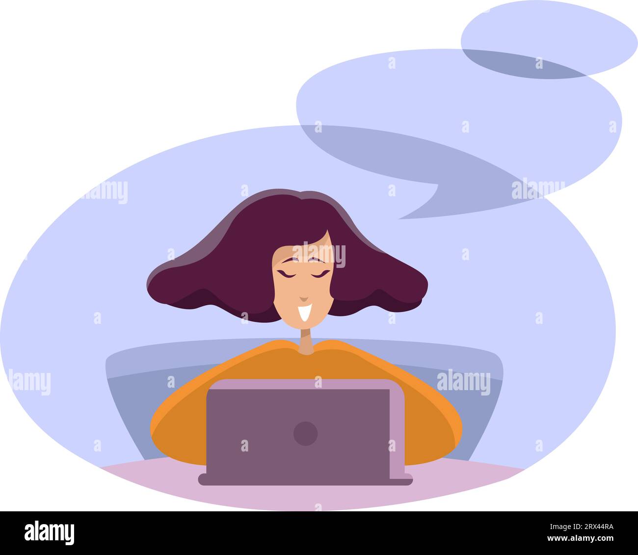 Girl chatting on laptop, illustration, vector on a white background ...