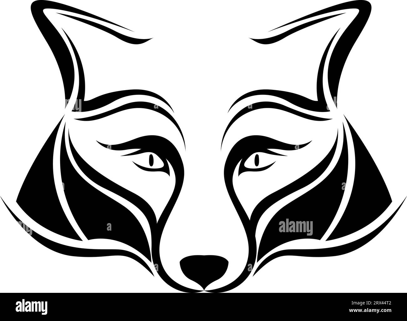 Fox head tattoo, tattoo illustration, vector on a white background ...