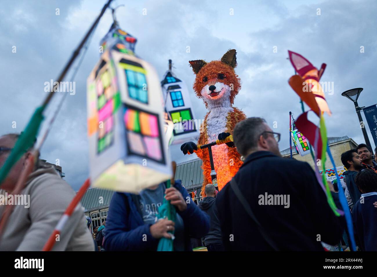 EDITORIAL USE ONLY Puppet Farrah the Fox parades the streets of ...