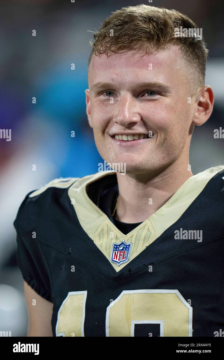 New Orleans Saints place kicker Blake Grupe (19) smiles on the ...