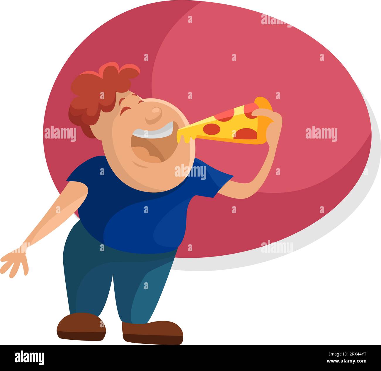 Fat Guy Eating Pizza Cartoon