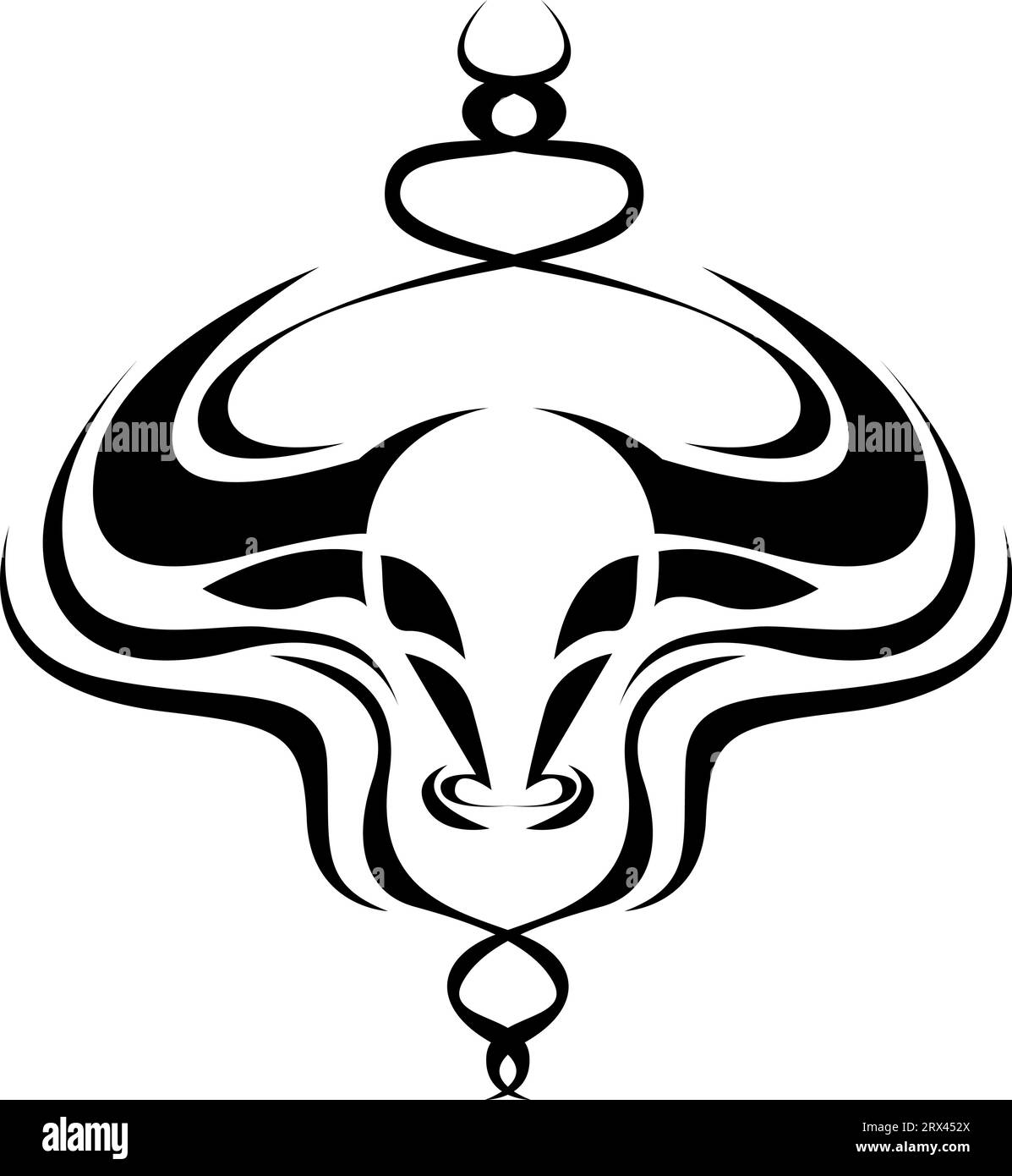 Bull head tattoo, tattoo illustration, vector on a white background ...
