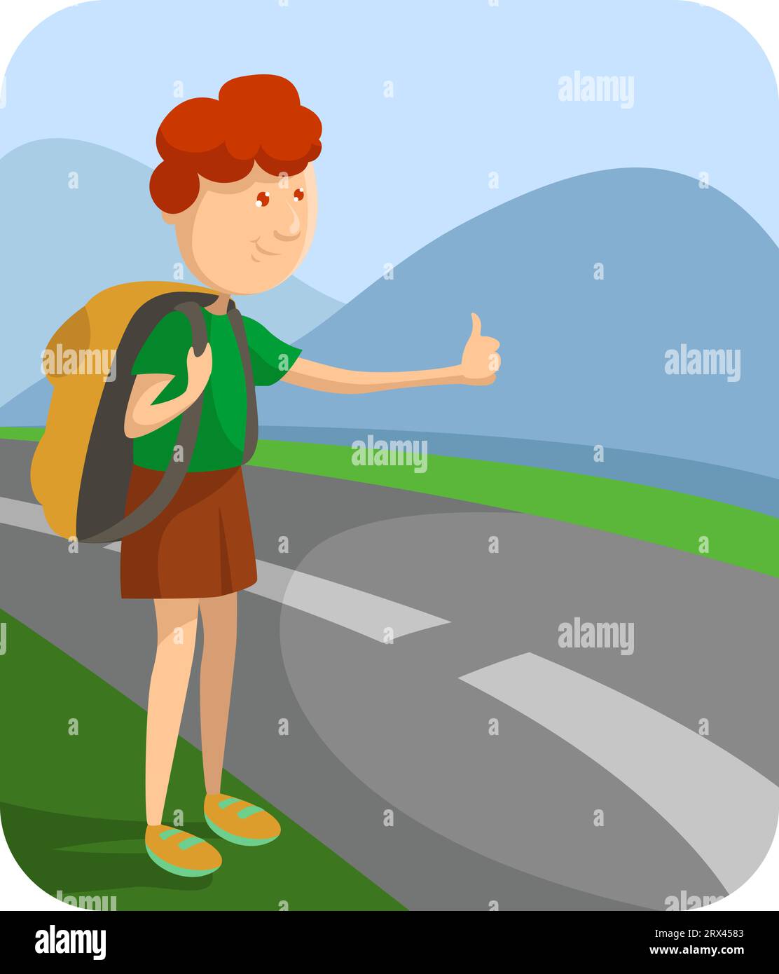 A tourist hitchhiking Stock Vector Images - Alamy
