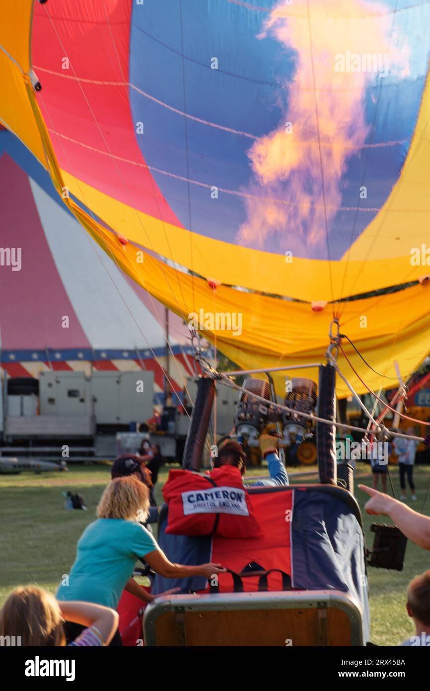 Royal Victoria Park Bath hot air balloon launch Stock Photo - Alamy