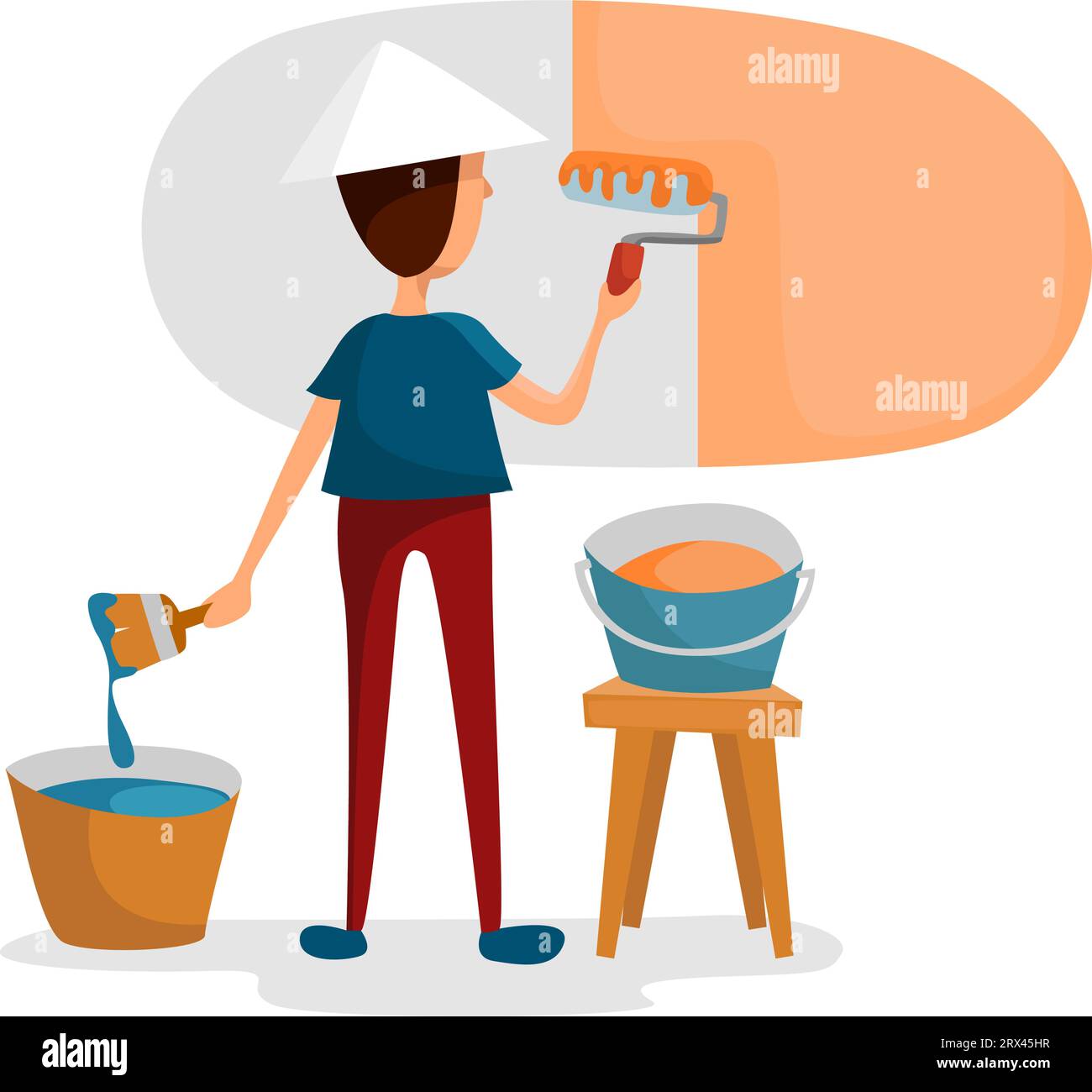 Painting a wall Stock Vector Images - Alamy