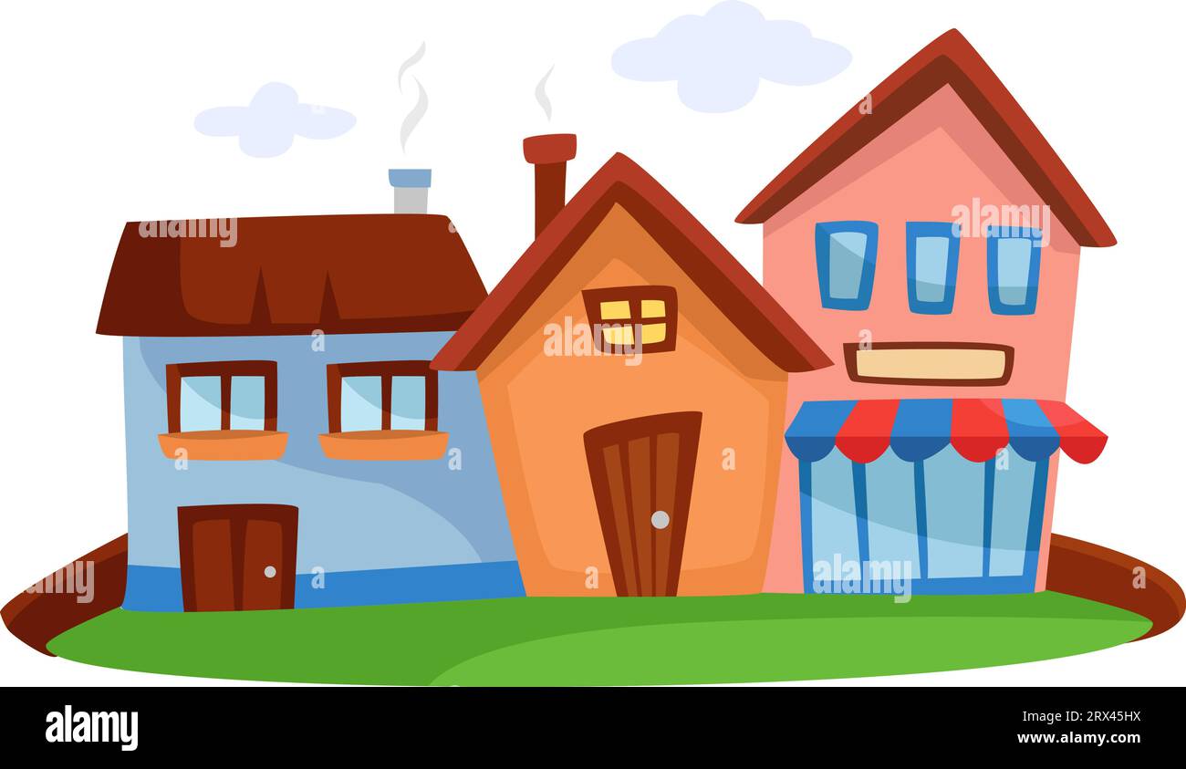 Neighbor houses, illustration, vector on a white background Stock ...