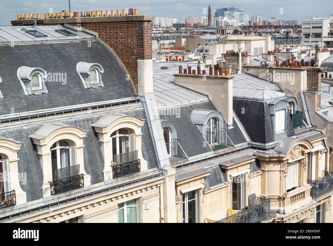 Paris, France, A cityscape with rooftops of classic parisian ...