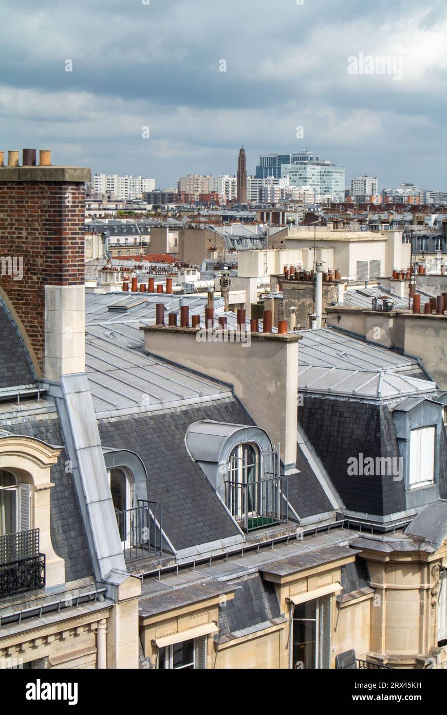 Paris, France, A cityscape with rooftops of classic parisian ...