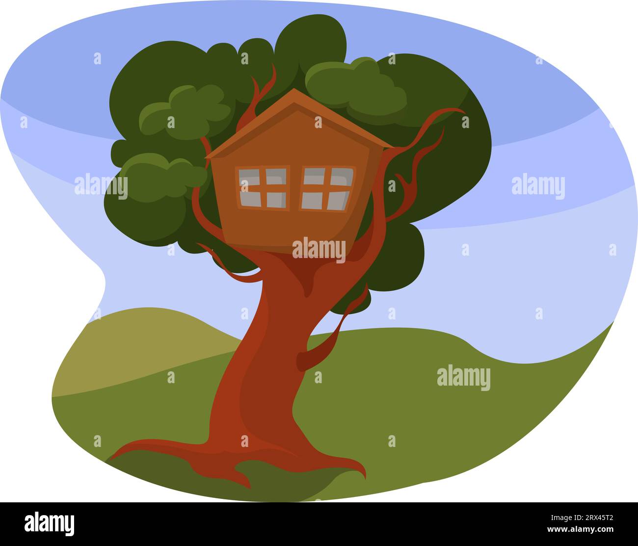 Tree house, illustration, vector on a white background Stock Vector ...