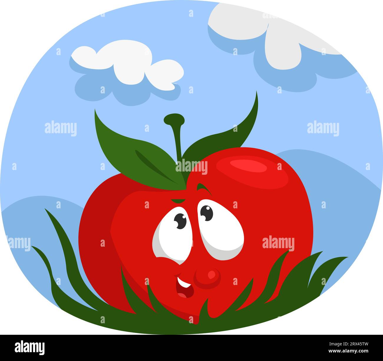 Red apple, illustration, vector on a white background Stock Vector ...