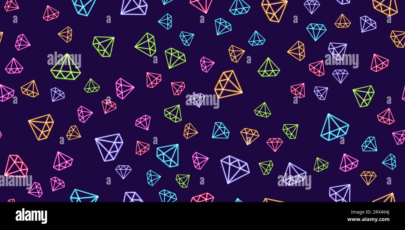 Sparkling Diamond Patterns. glowing desktop icon, neon sticker, neon ...
