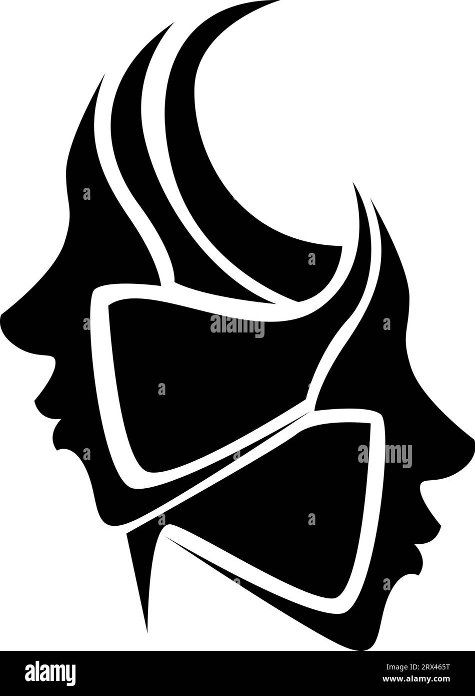 Two faces tattoo, tattoo illustration, vector on a white background ...