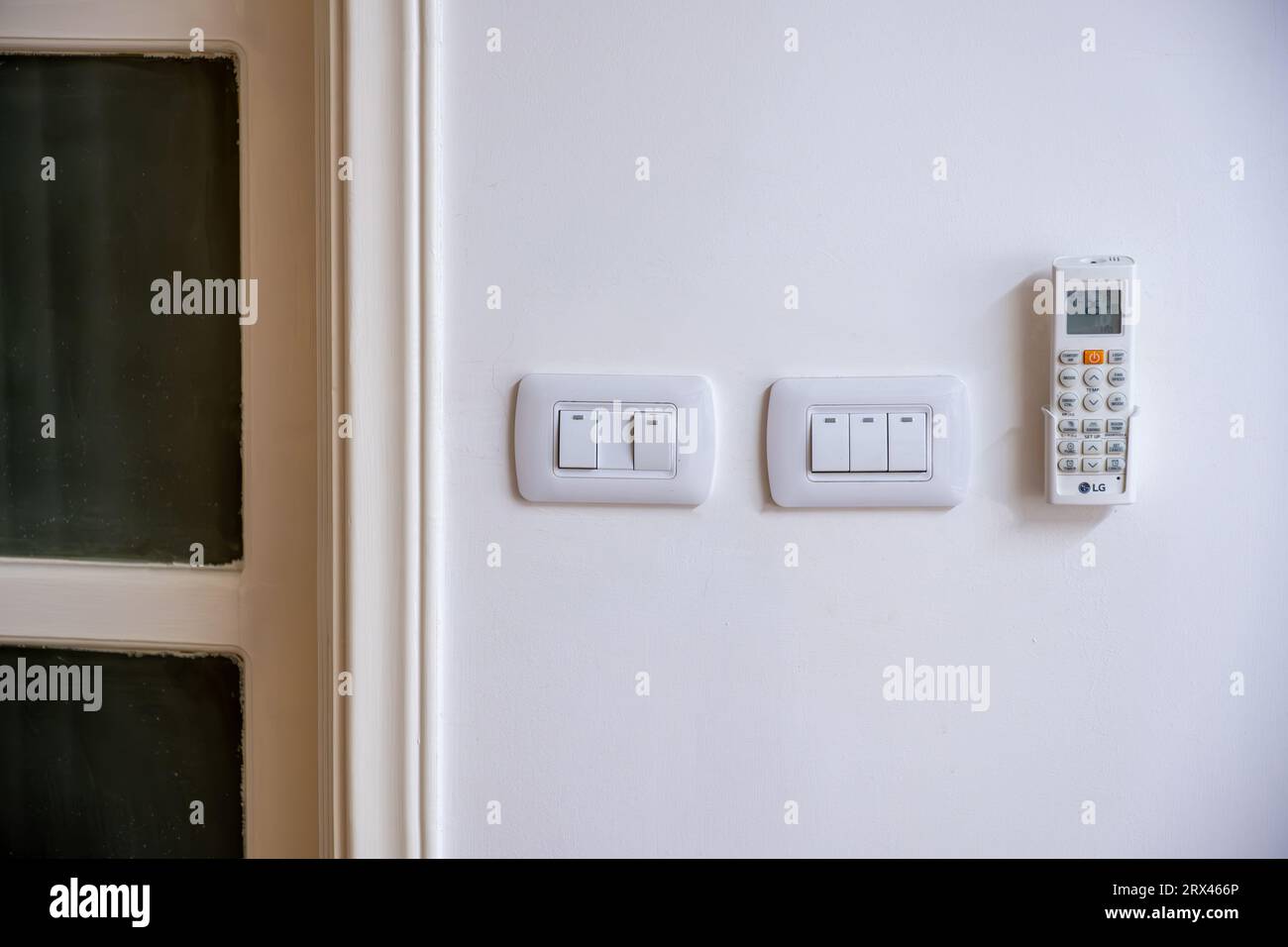 White House wall consist of electrical switches with Air conditioning ...