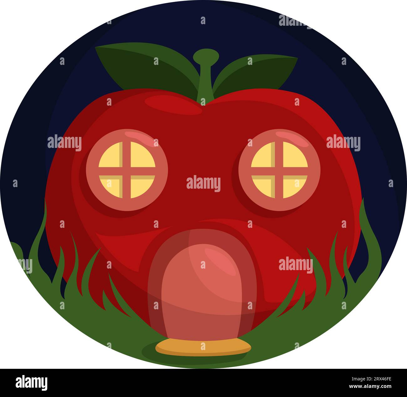 Apple house with windows, illustration, vector on a white background ...