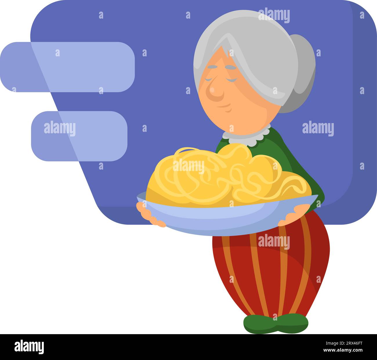 Italian granny, illustration, vector on a white background Stock Vector ...