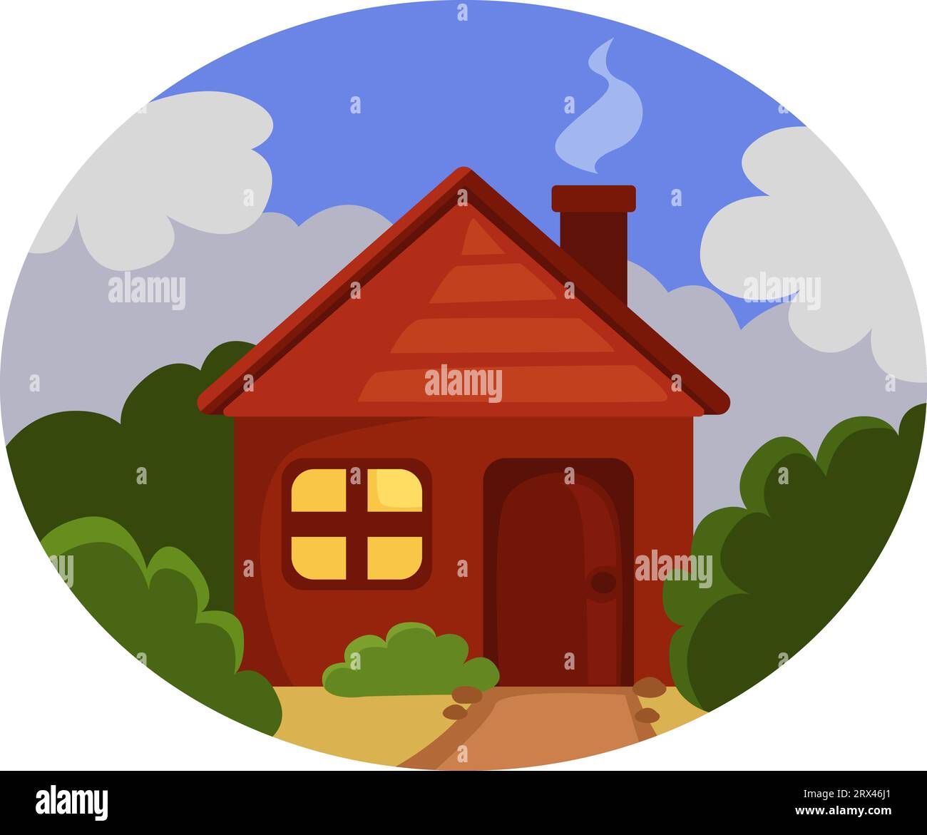 Cozy wooden house, illustration, vector on a white background Stock ...