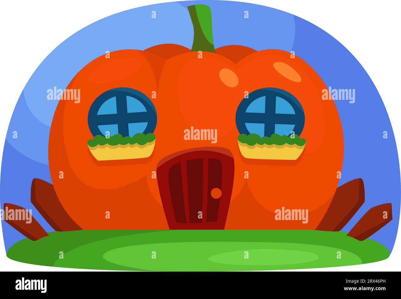 Pumpkin house, illustration, vector on a white background Stock Vector ...