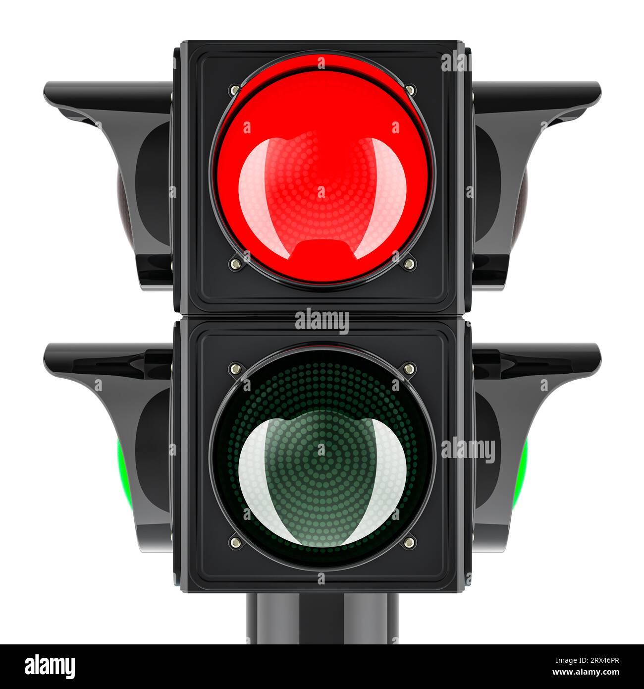 Traffic signal with red color, 3D rendering isolated on white ...