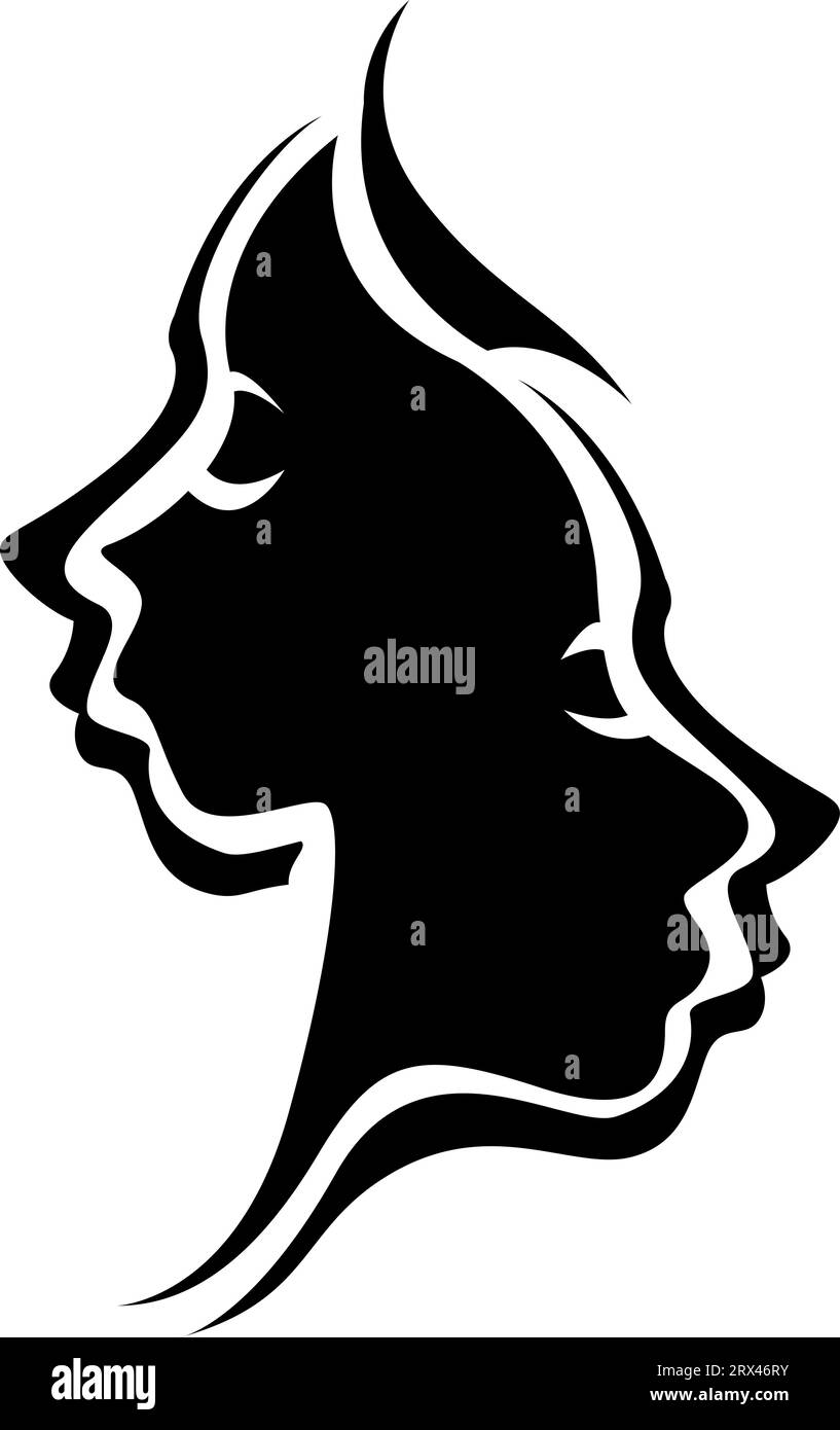 Two face tattoo, tattoo illustration, vector on a white background ...