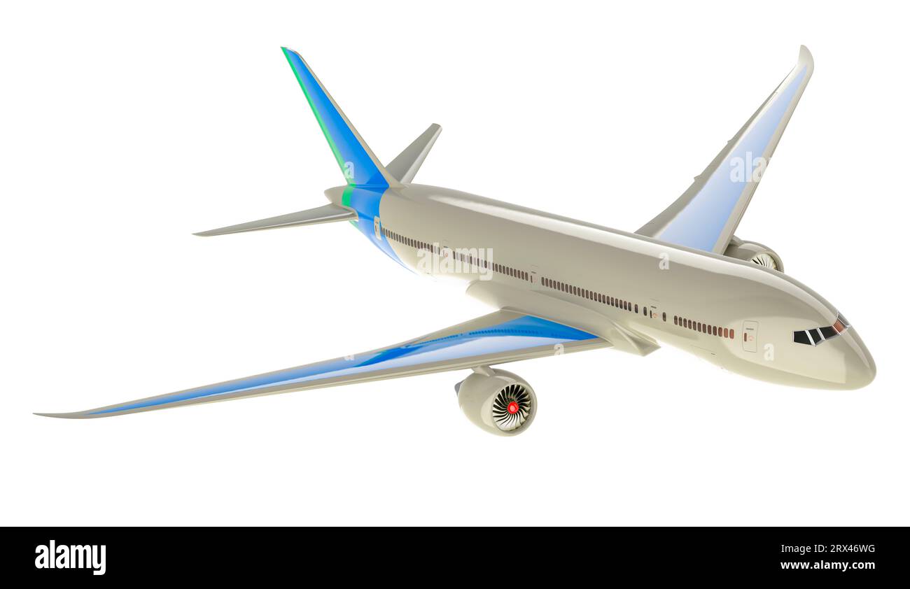 Airplane, plane. 3D rendering isolated on white background Stock Photo ...