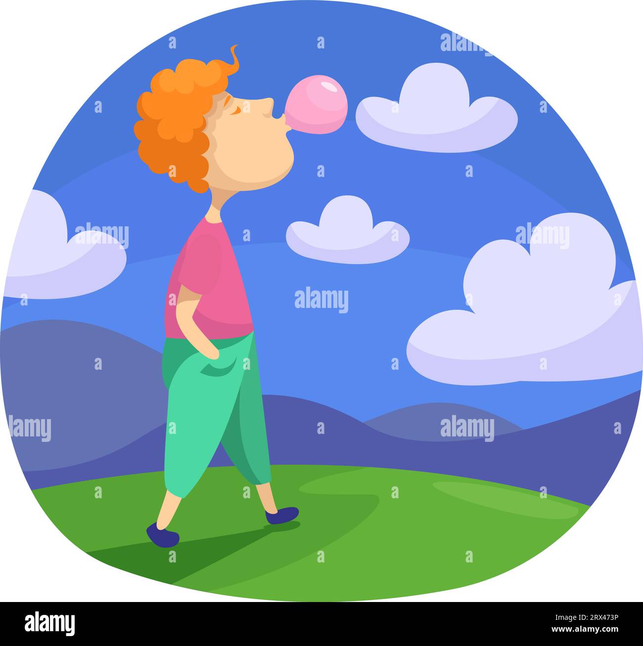 Boy with bubble gum, illustration, vector on a white background Stock Vector Image & Art - Alamy