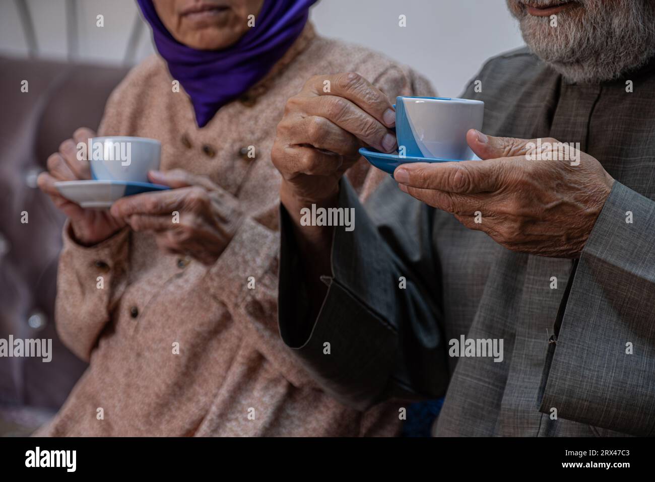 Arabic old couples drinking coffee together Stock Photo - Alamy