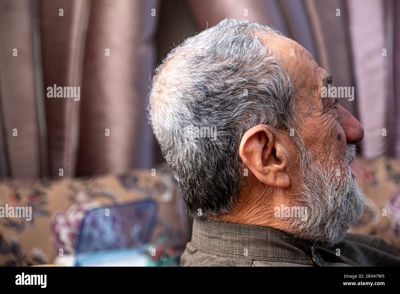 head portrait for old man grey hair Stock Photo - Alamy