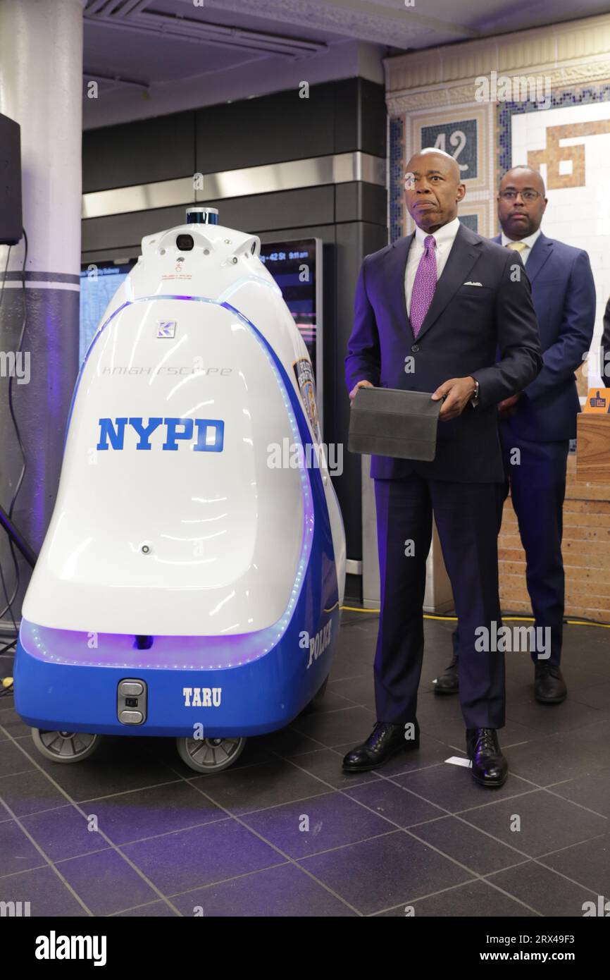 Ny, USA. 22nd Sep, 2023. Times Square Subway Station, New York, USA, September 22, 2023 - Mayor ...