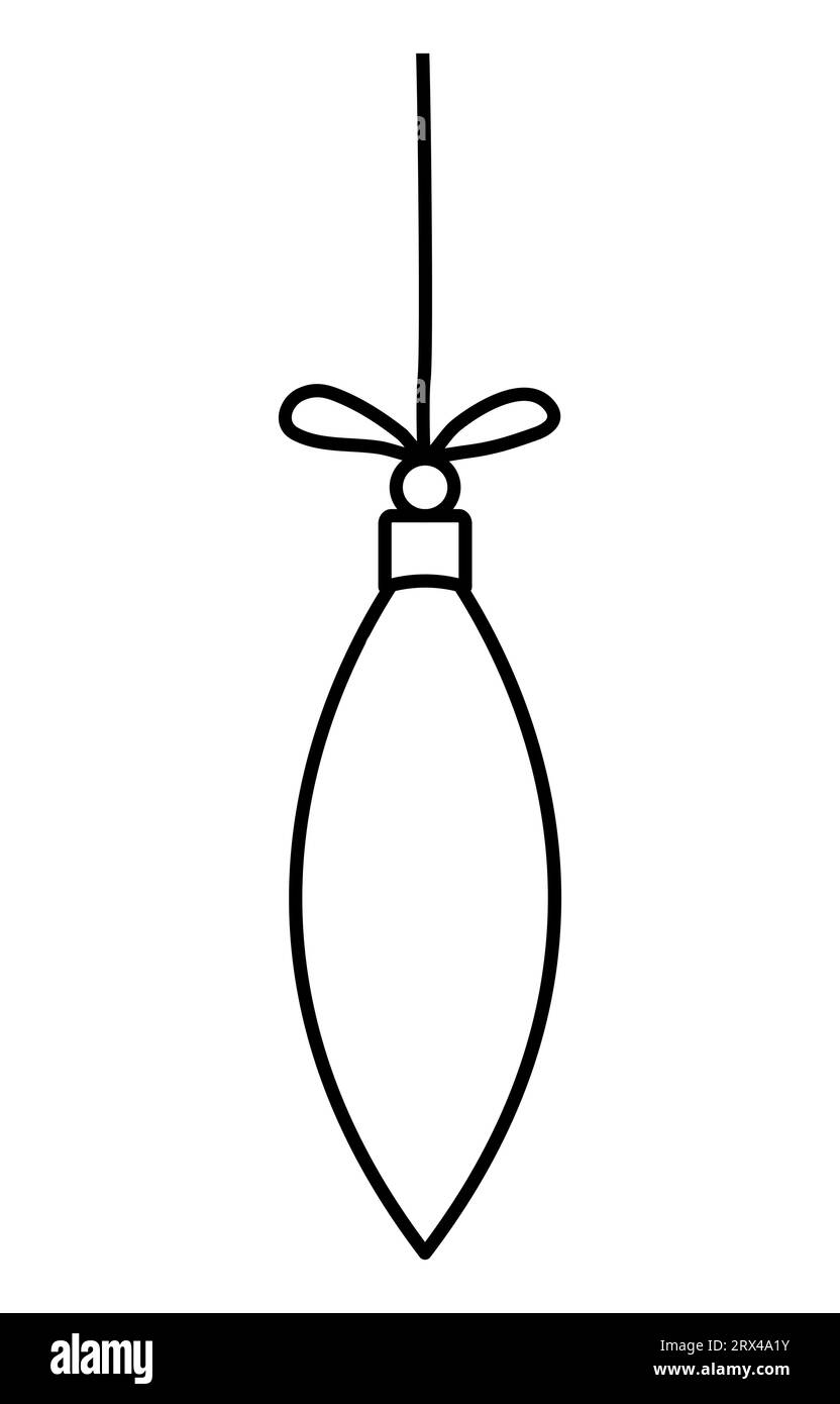 Christmas tree decoration toy, doodle style flat vector outline ...
