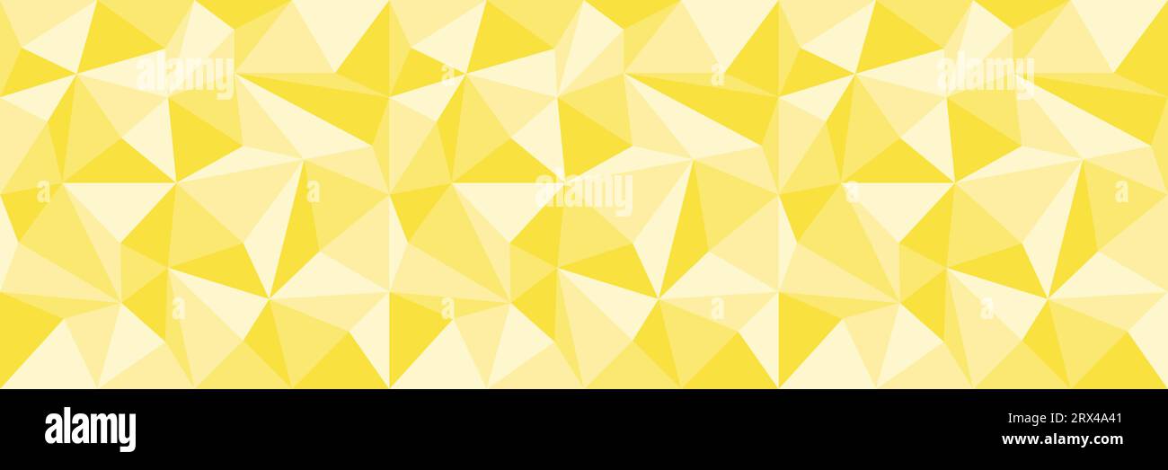 Yellow geometric seamless background or border with triangles, vector ...