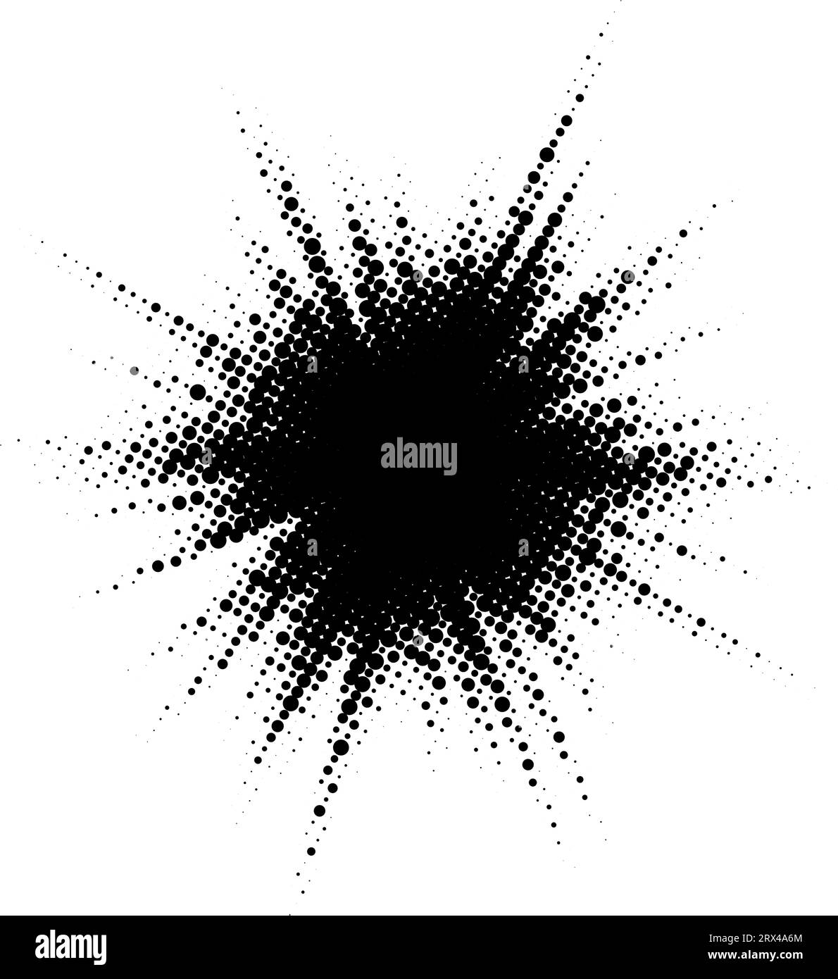 Halftone burst element. Pop art style dotted explosion. Black light ...