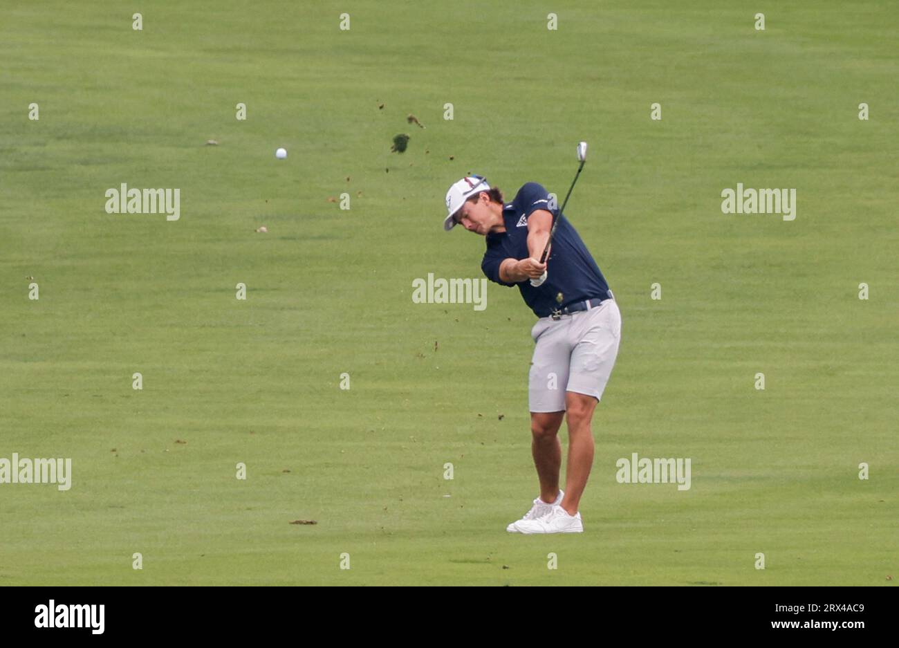 Sugar Grove, United States. 22nd Sep, 2023. James Piot of the US hits ...