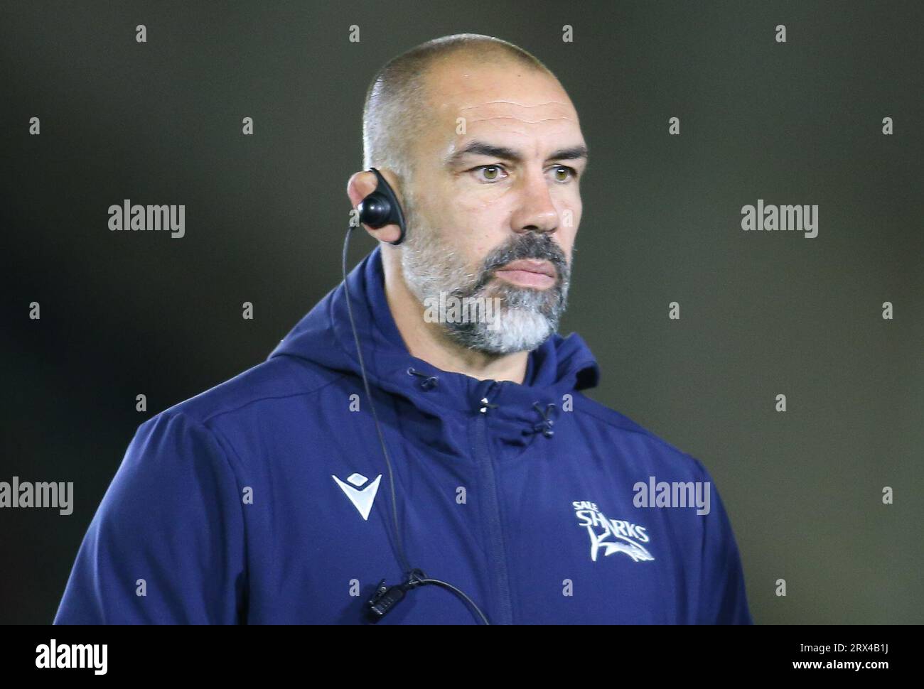 Sale Sharks Head Coach Alex Sanderson during the Premiership Cup match ...