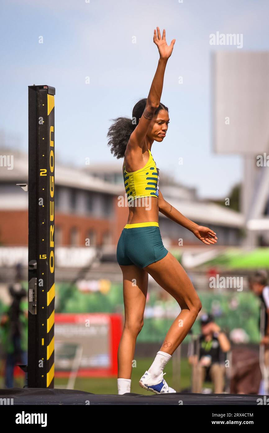 Vashti Cunningham (USA) prepares to jump at a height of 6-2 (1.91 m) in ...