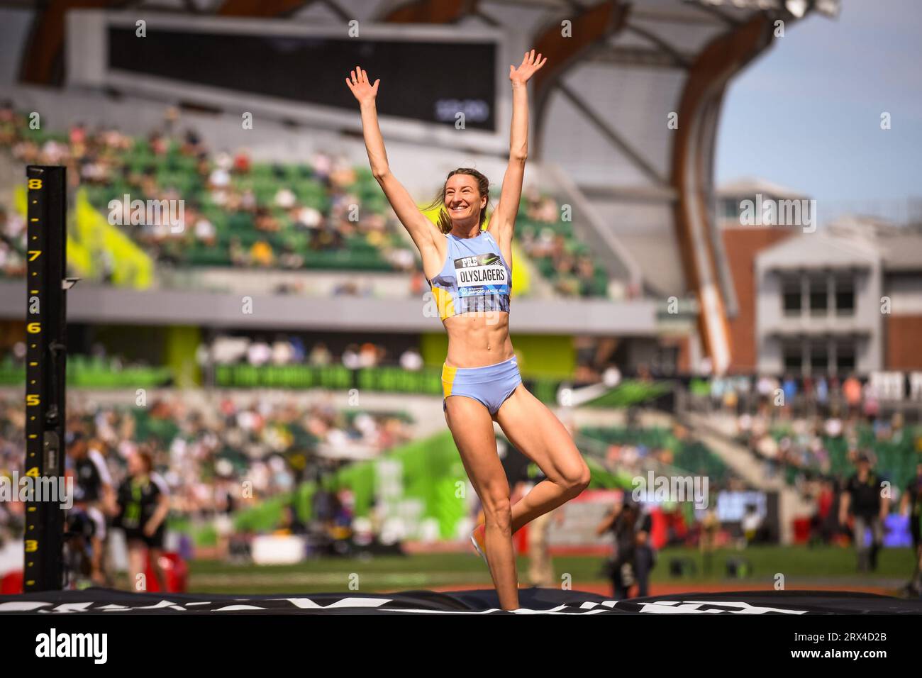 Nicola Olyslagers (AUS) clears a height of 6-6 (2.03 m) to finish ...