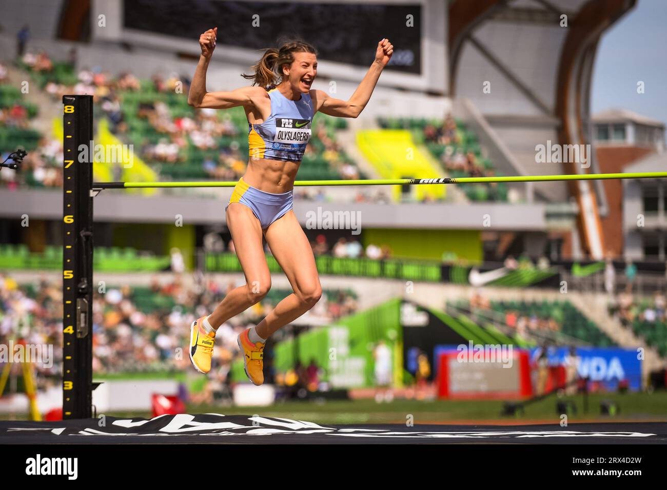 Nicola Olyslagers (AUS) clears a height of 6-6 (2.03 m) to finish ...