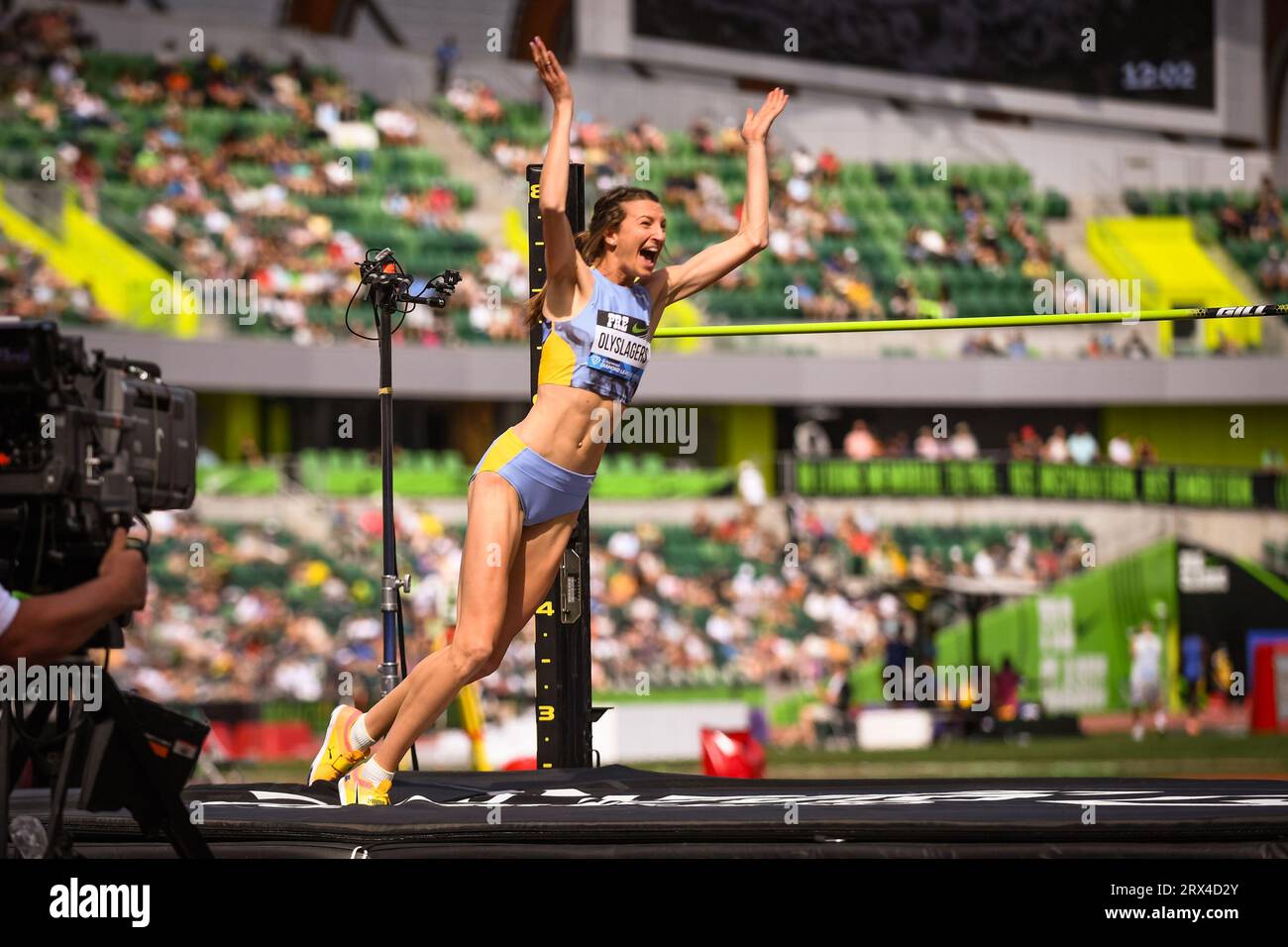 Nicola Olyslagers (AUS) clears a height of 6-6 (2.03 m) to finish ...