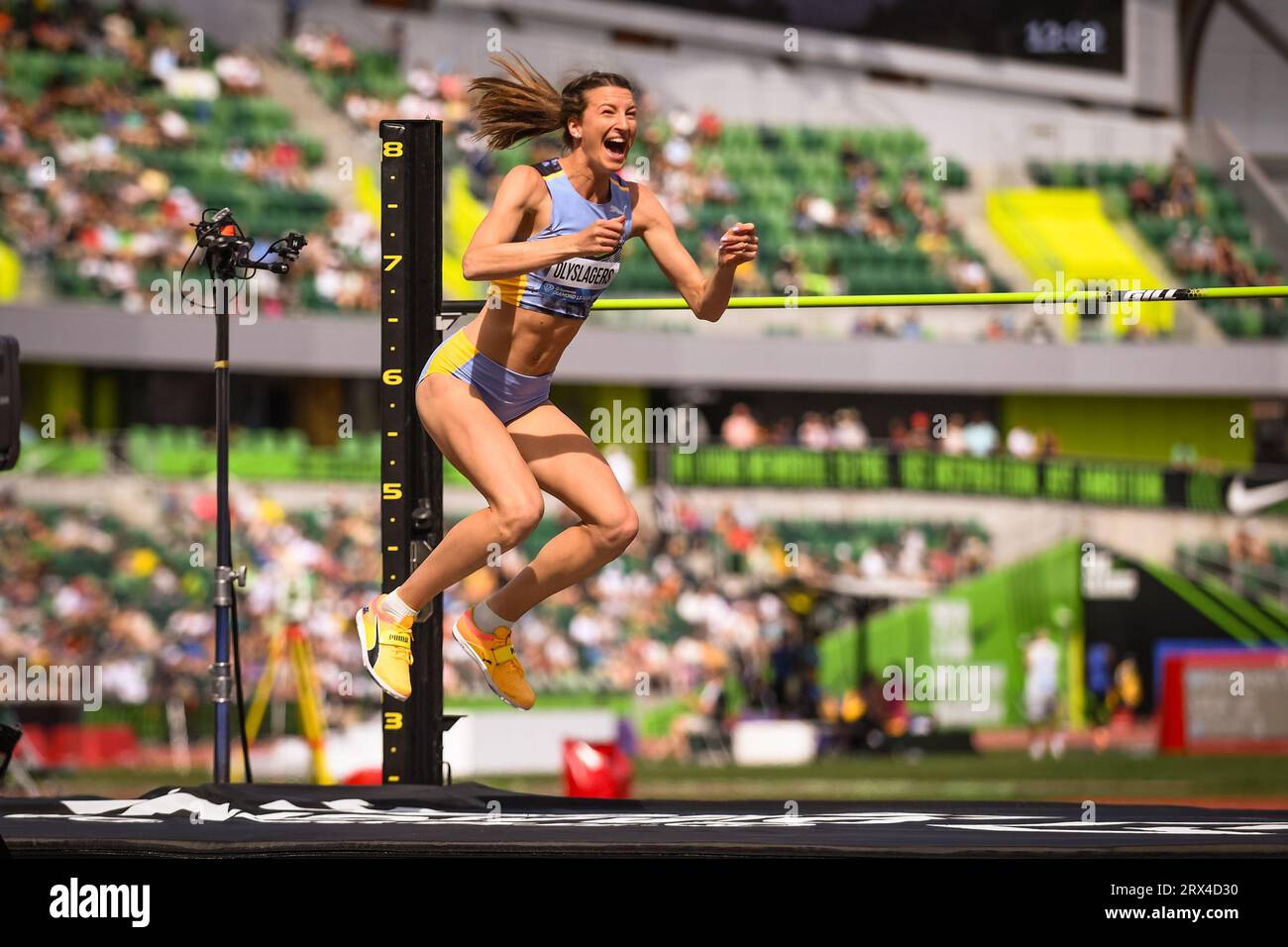 Nicola Olyslagers (AUS) clears a height of 6-6 (2.03 m) to finish ...