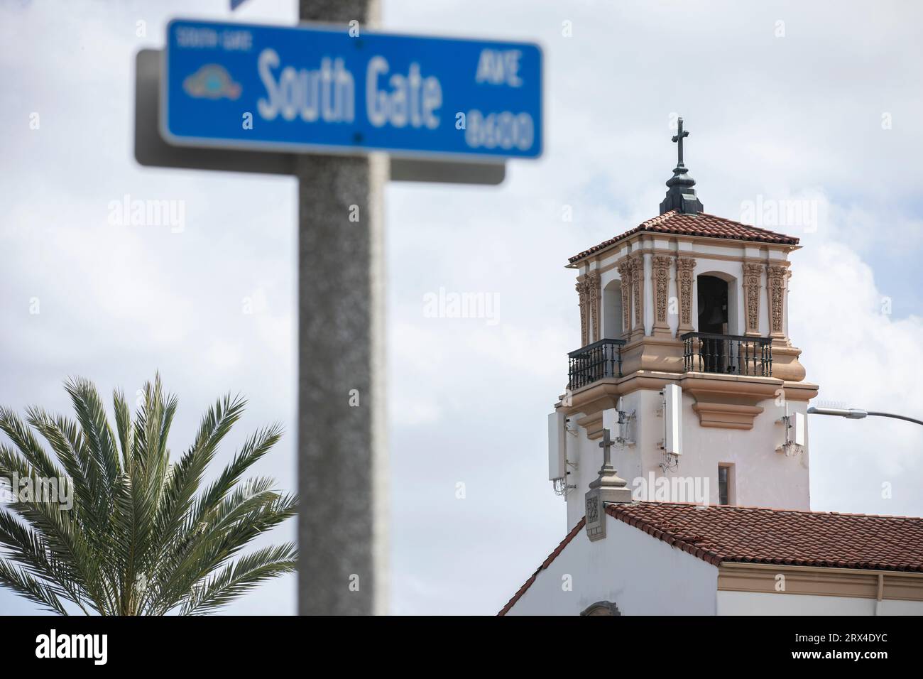 South Gate, California, USA - February 11, 2023: Sun shines on a ...