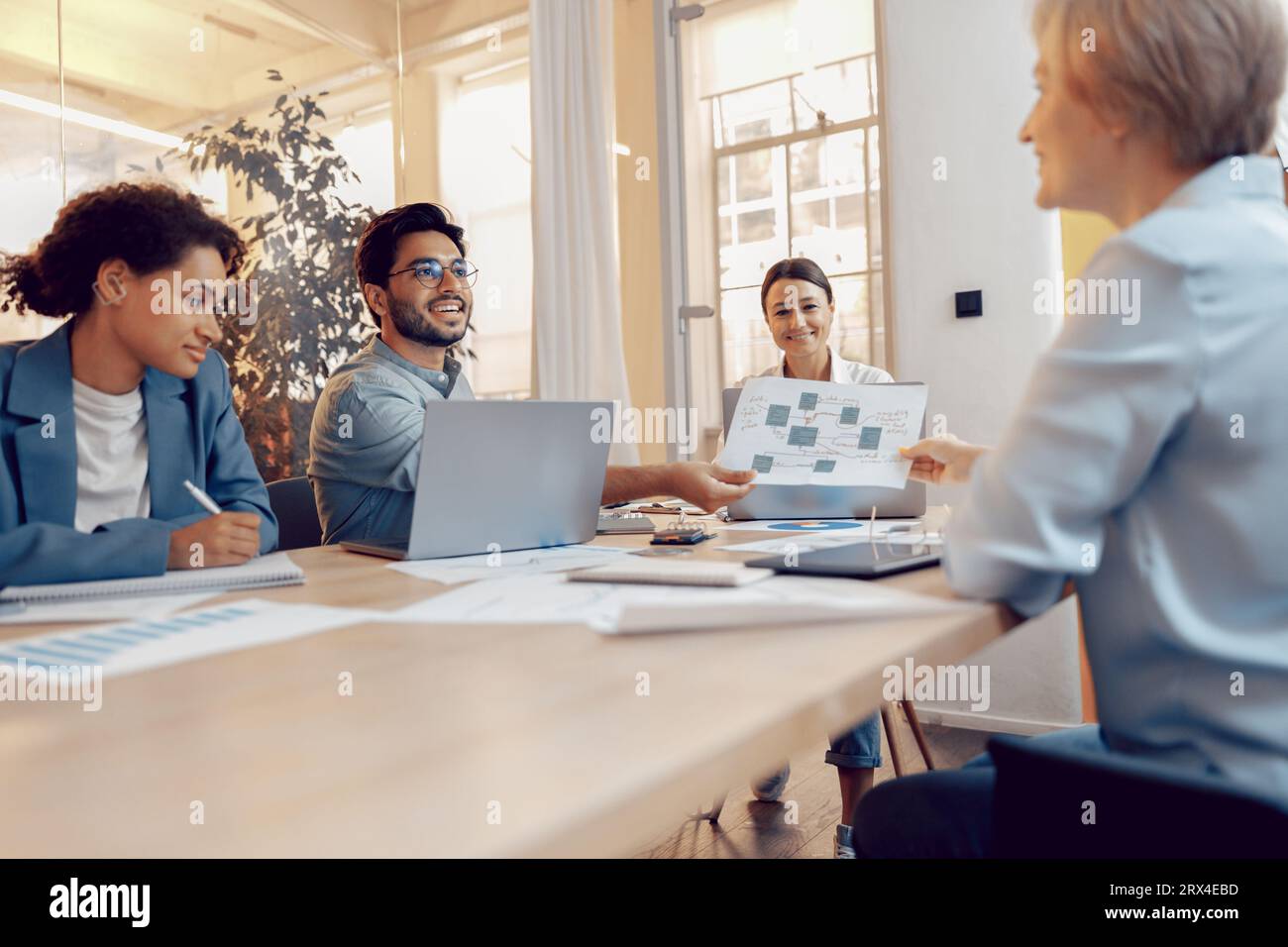 Successful team are working together in the modern office. Conception ...