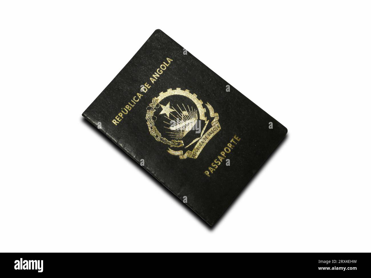 Close-up on an Angolan passport isolated on a white background Stock ...
