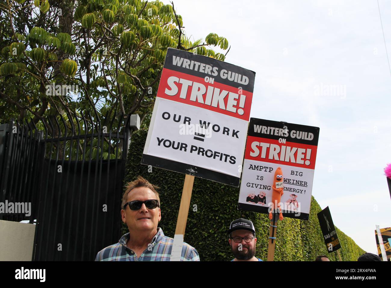 Our Work Equals Your Profits Sign WGA SAG Picket Paramount Studios Los Angeles September 22 ...