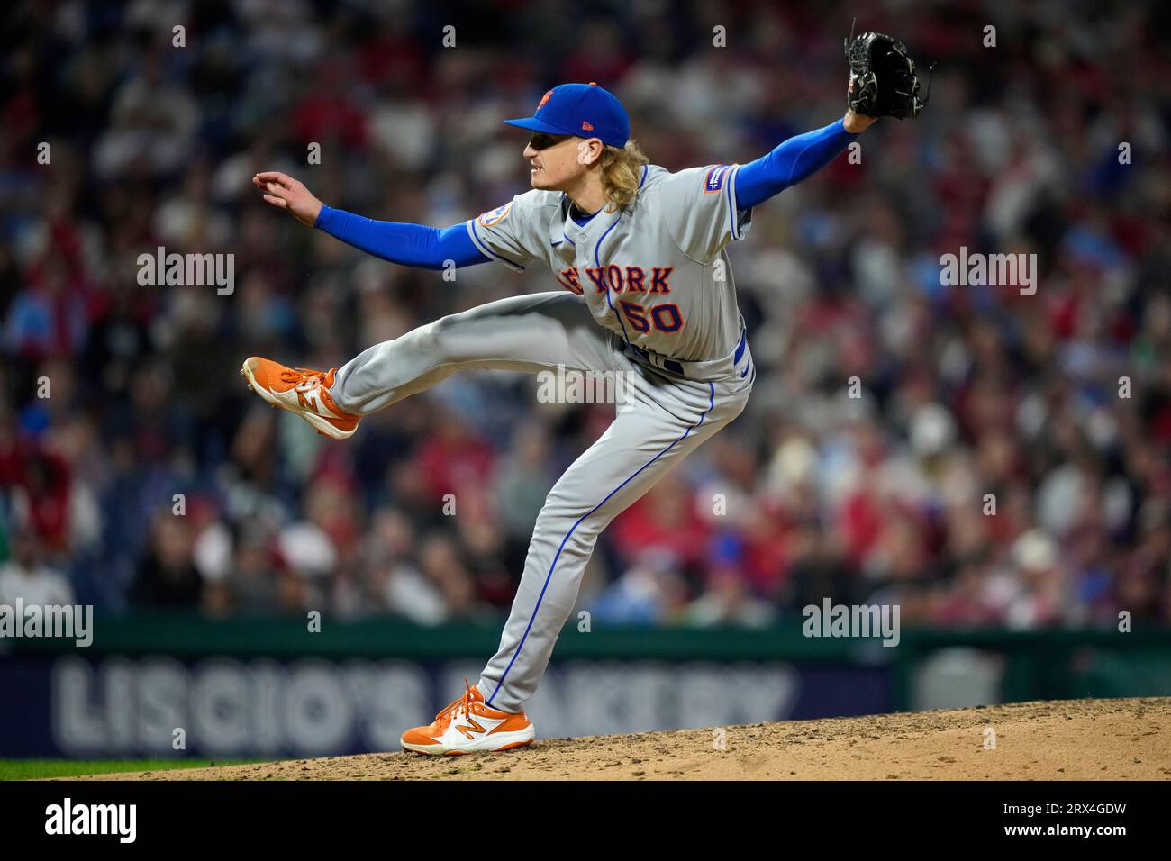 New York Mets' Phil Bickford pitches during the seventh inning of a ...
