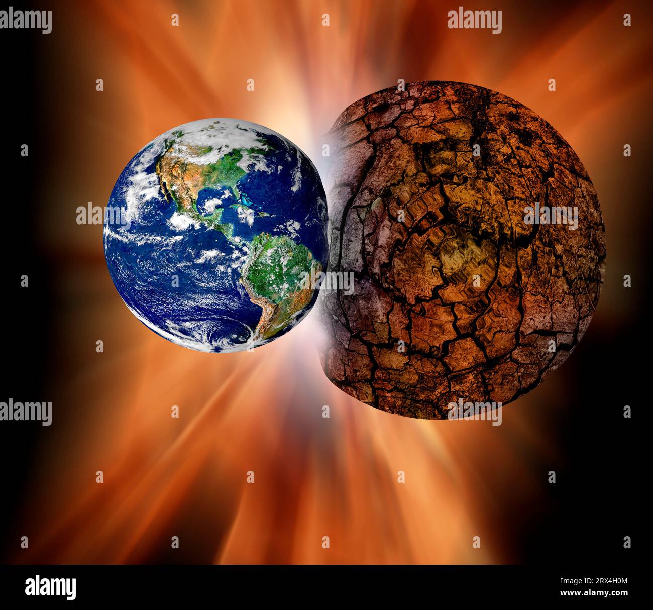 Colliding planets, illustration Stock Photo - Alamy