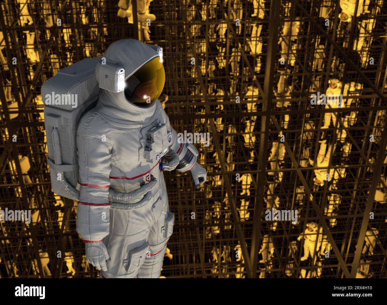 Astronaut in room of mirrors, illustration Stock Photo - Alamy