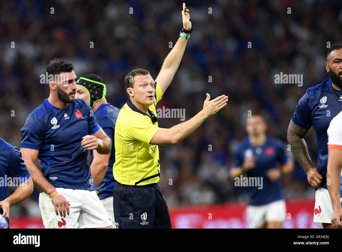Paris, France. 21st Sep, 2023. International referee Matthew Carley ...